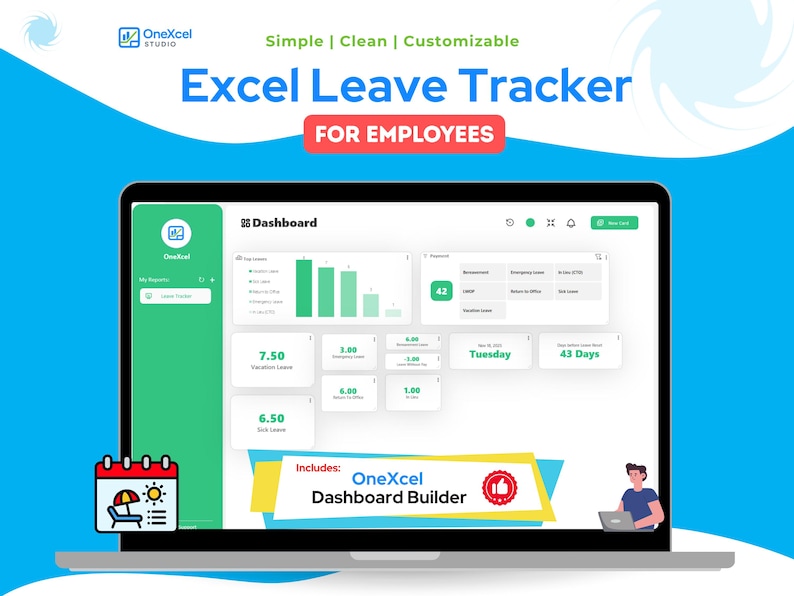 Excel Leave Tracker for Employees | Simple Smart Dashboard & Easy ...