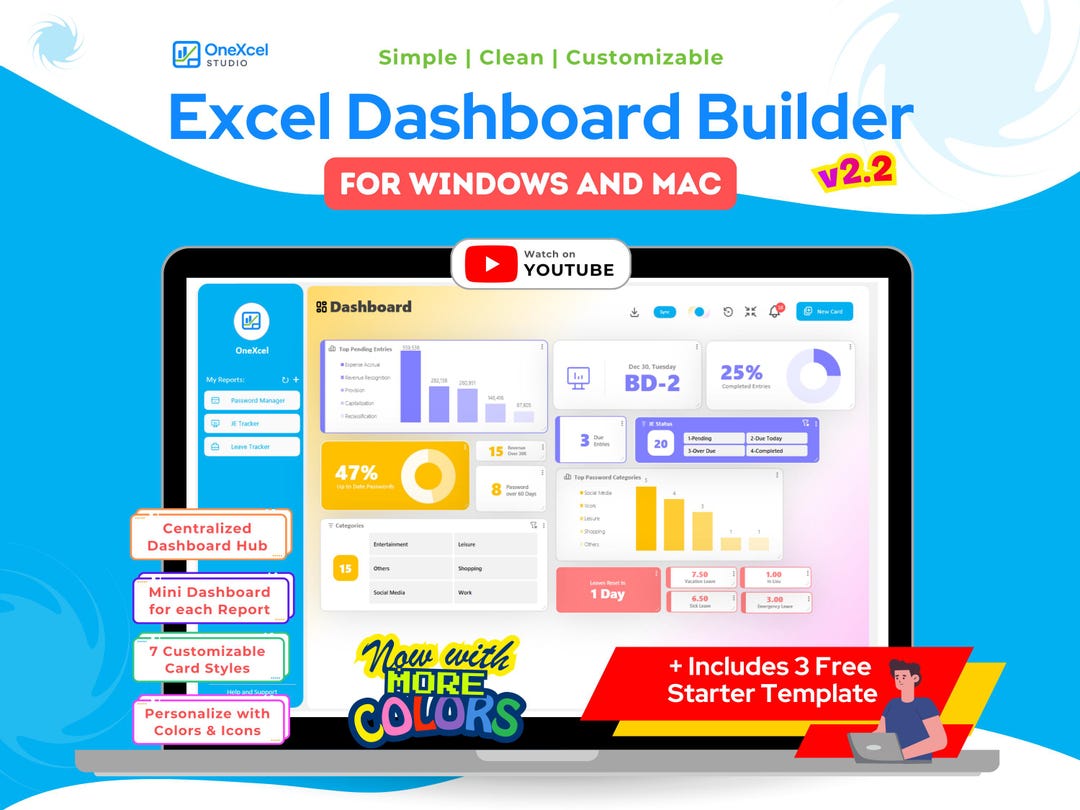Excel Dashboard Builder Template | Create Interactive Dashboards ...