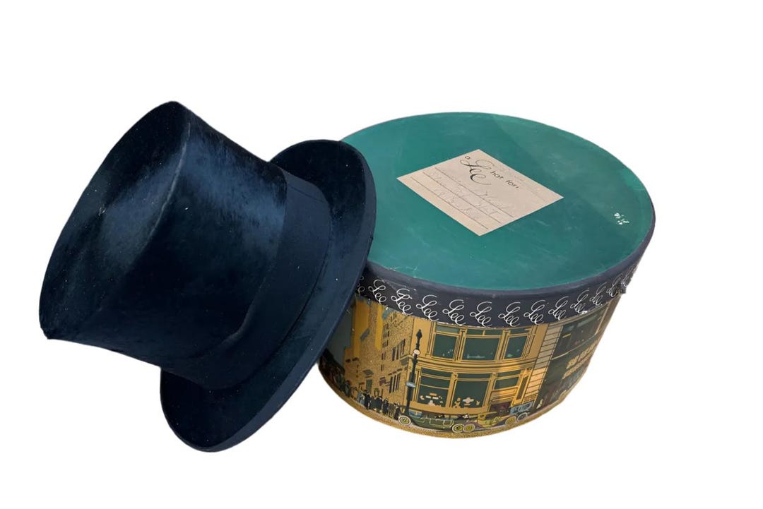 Vintage Top Hat and Box - Etsy