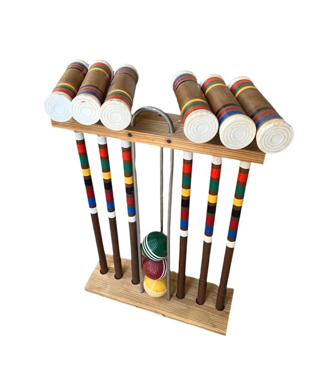 Vintage Wooden Croquet Game Set and Holder- 10 Pieces - Etsy