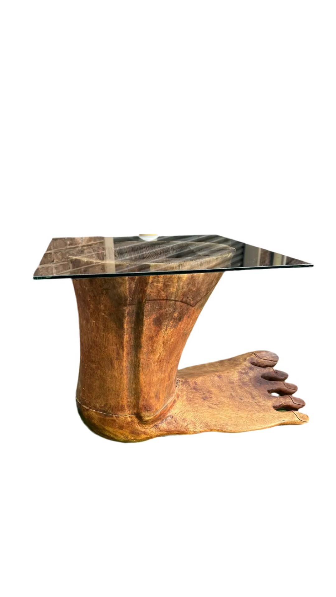 Wooden Foot Table Base With Glass Top - Etsy