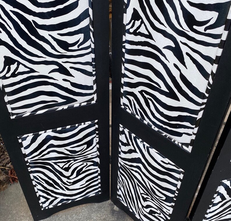 1990s Chinese Zebra Leather Upholstered Folding Screen - Etsy