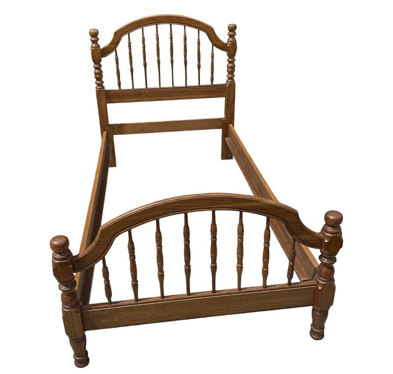 Vintage Turned Wooden Twin Bed - Etsy