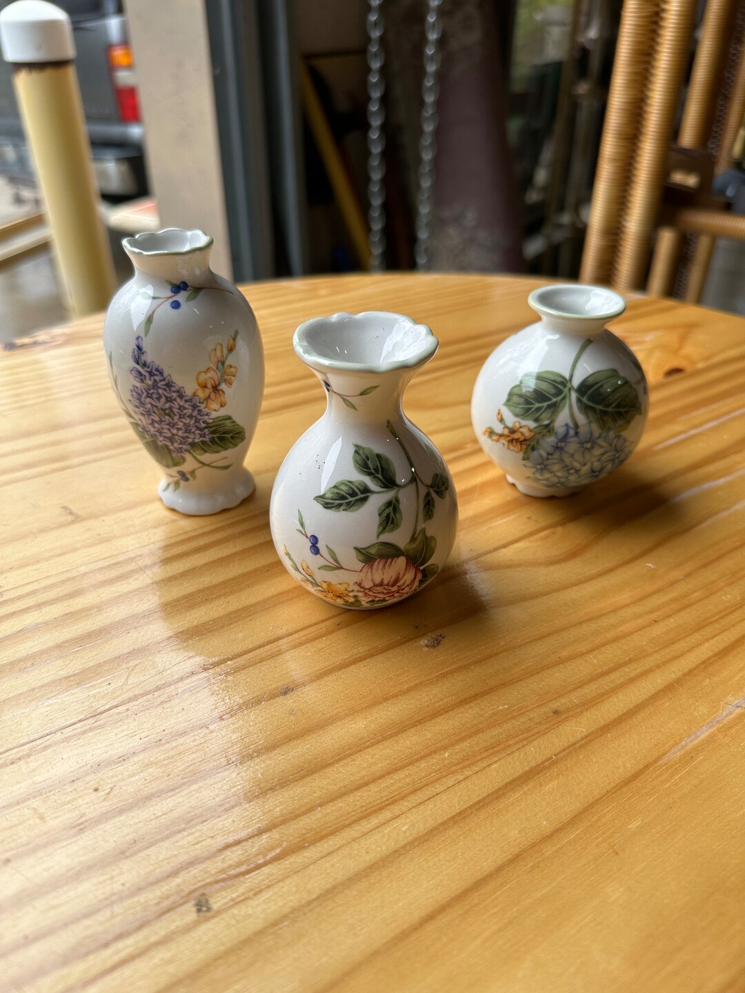 Collection of Small Ceramic Floral Vases Set of 3 - Etsy