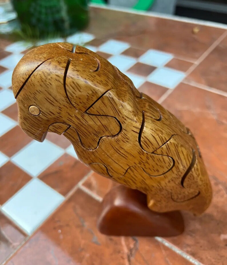 Wooden Carved Puzzle Piece Bird Sculpture - Etsy