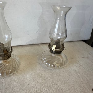 Pair of Small Glass Oil Lamps - Etsy