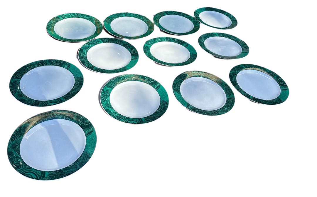 Malachite Gabbay Dinner Plates- Set of 12 - Etsy