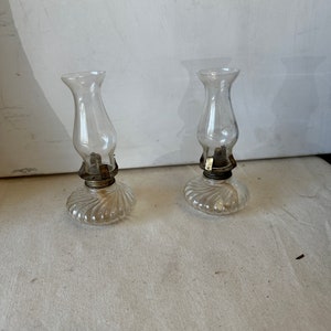 Pair of Small Glass Oil Lamps - Etsy
