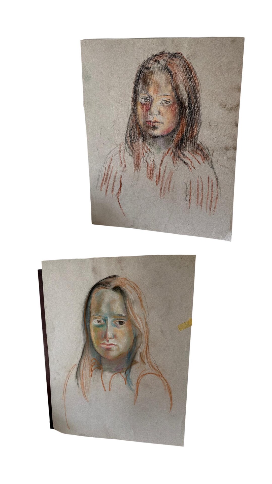 Front and Back Color Pencil Drawing Portrait of Girl - Etsy