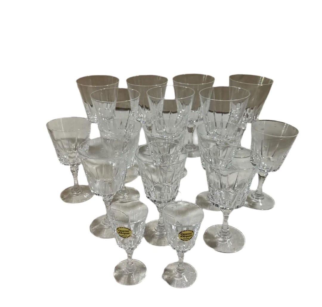 Large Collection of French Crystal Glasses- Set of 17 - Etsy