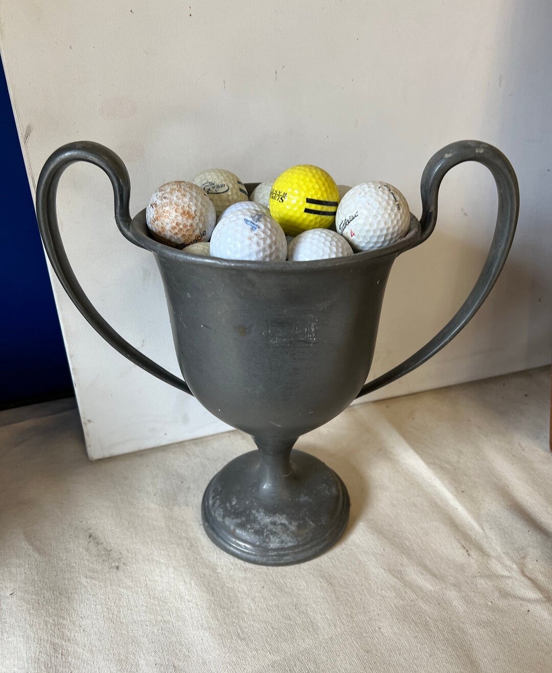 Large Silver Trophy With Golf Ball Collection - Etsy