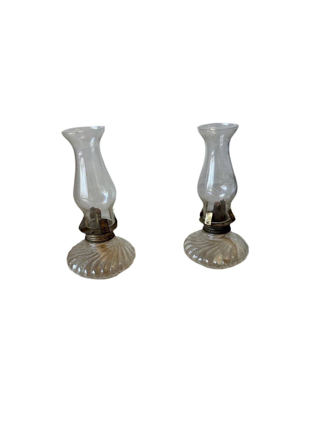 Pair of Small Glass Oil Lamps - Etsy