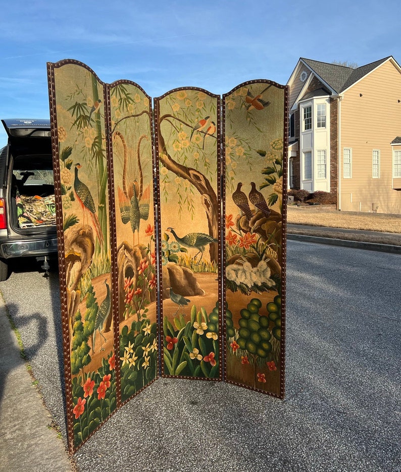Vintage Large Screen With Bird Details - Etsy