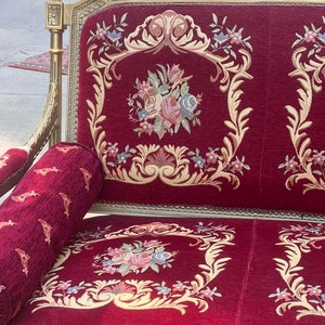 Vintage Embroidered Red and Gold Soda With Pillows - Etsy