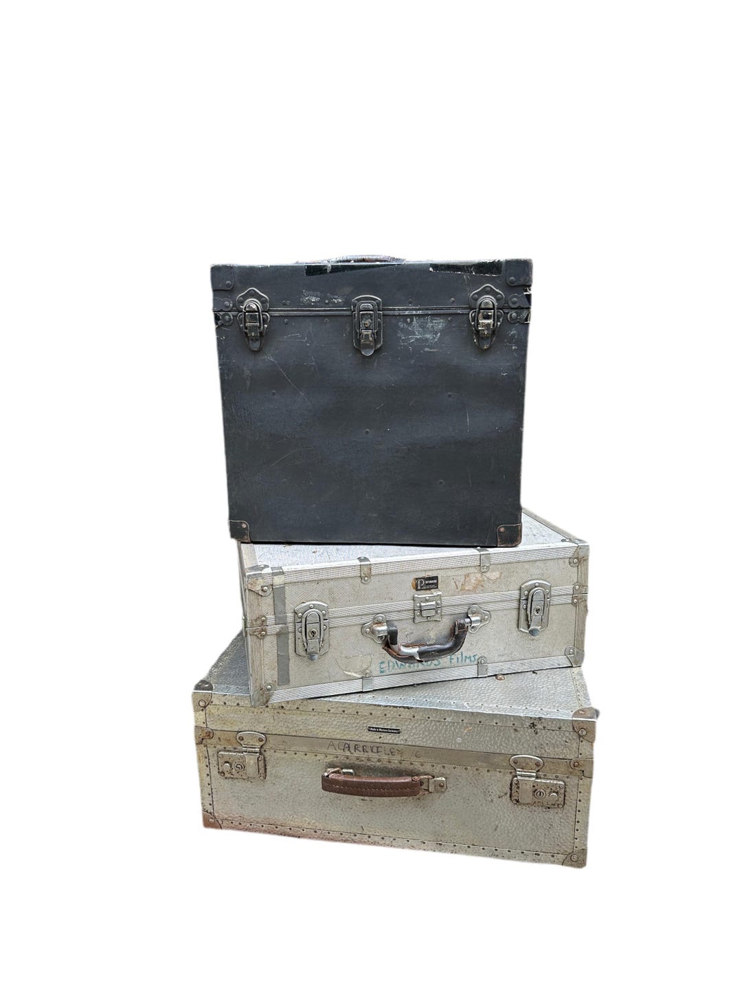 Large Trio of Vintage Stackable Suitcases - Etsy