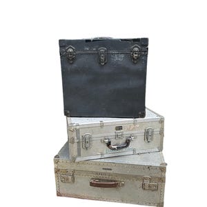 Large Trio of Vintage Stackable Suitcases - Etsy
