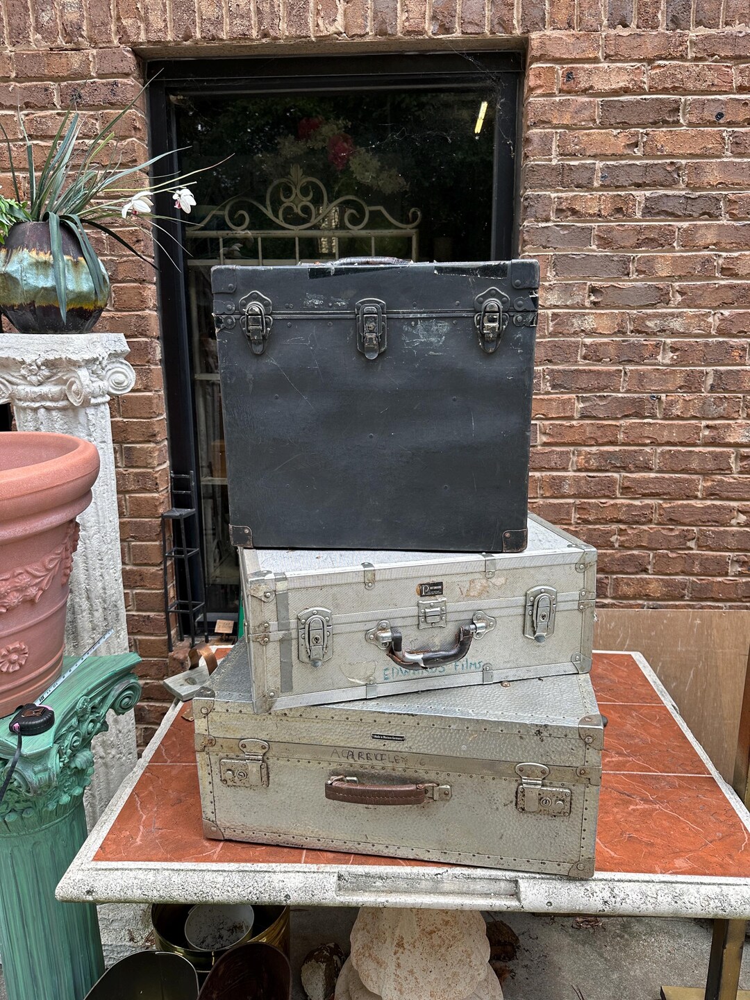 Large Trio of Vintage Stackable Suitcases - Etsy