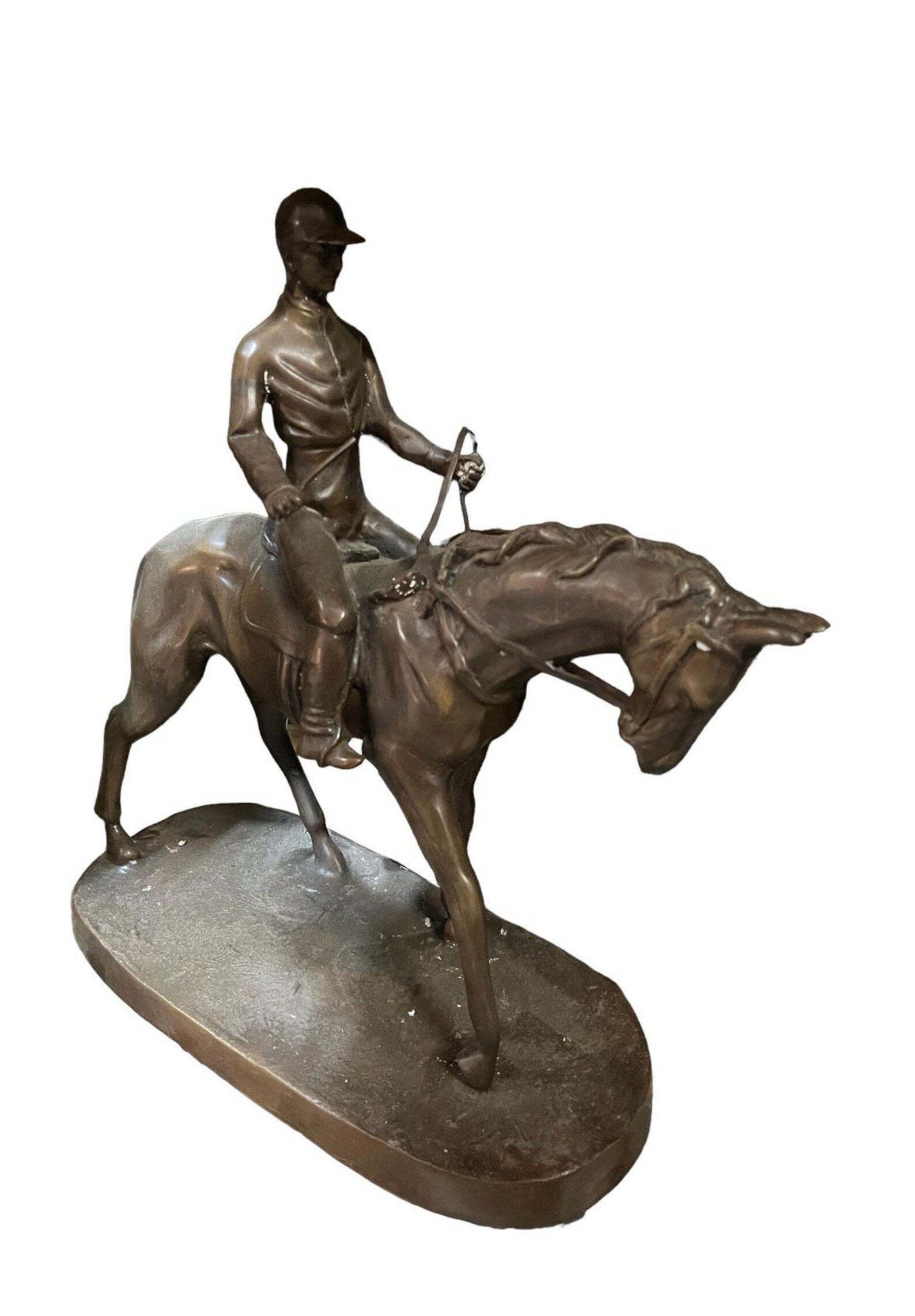Large Bronze Riding Sculpture on Horse - Etsy