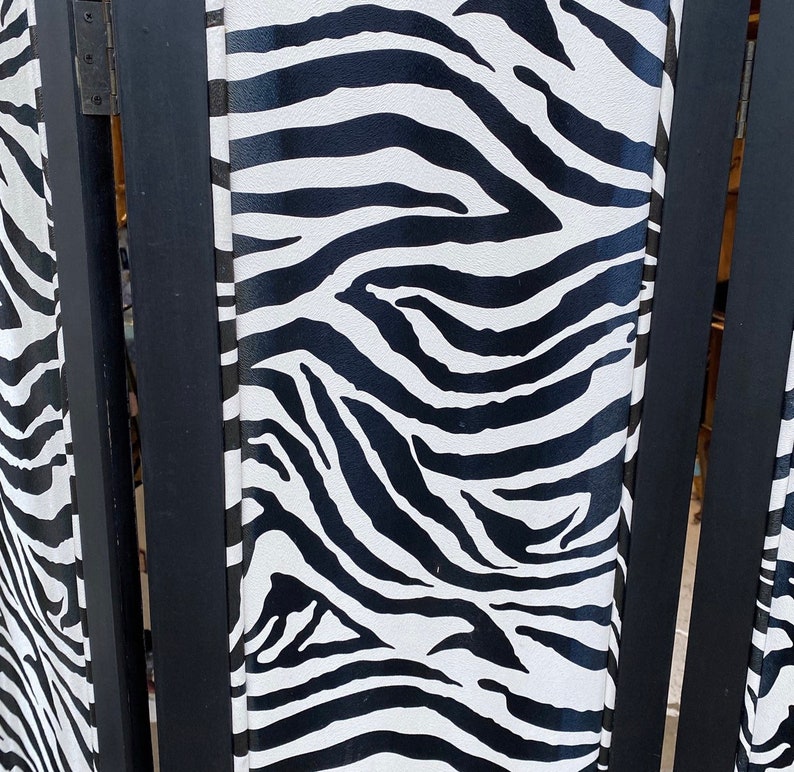 1990s Chinese Zebra Leather Upholstered Folding Screen - Etsy