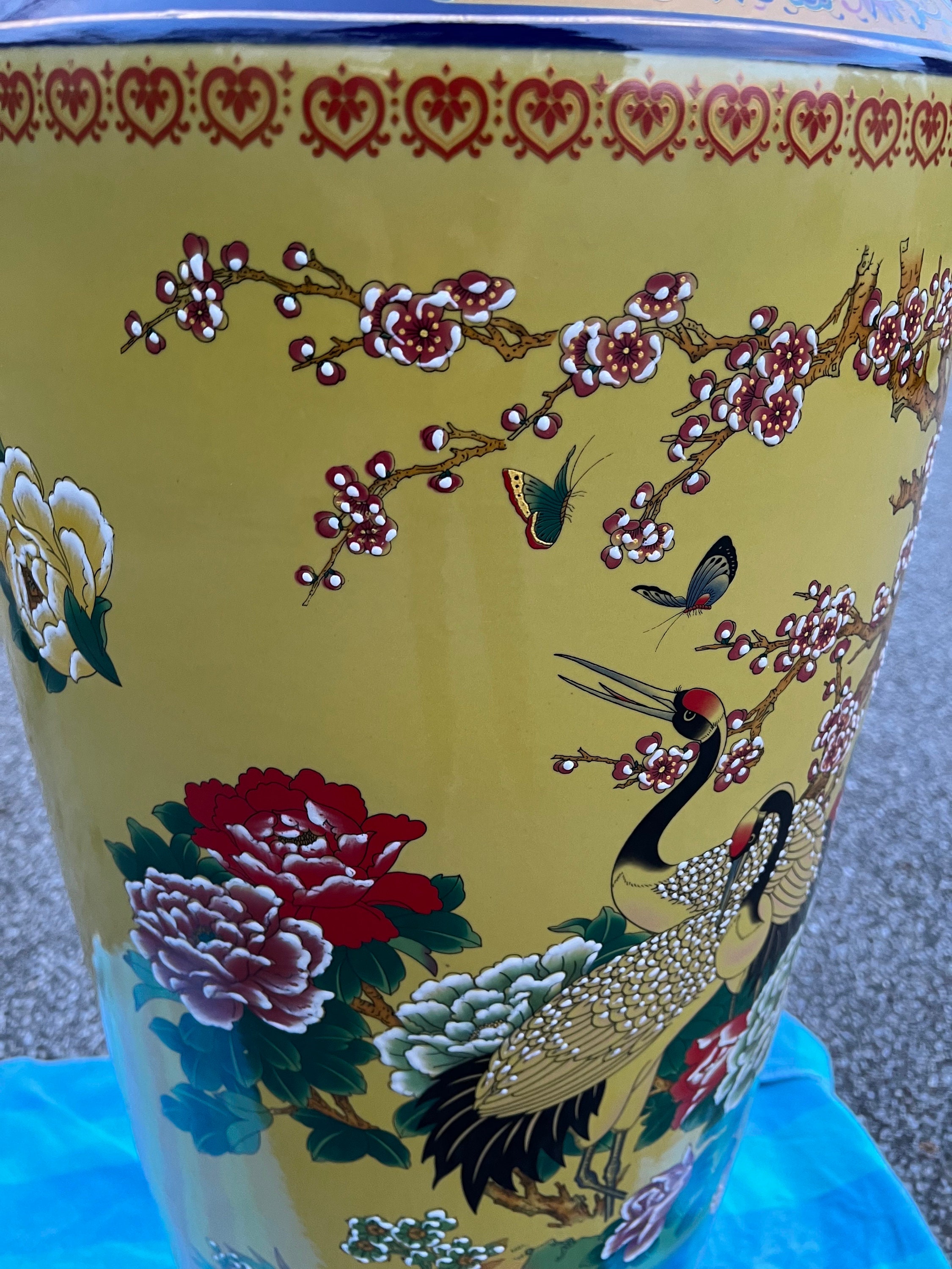 Jumbo Peacock Details Asian Floor Vase - Etsy
