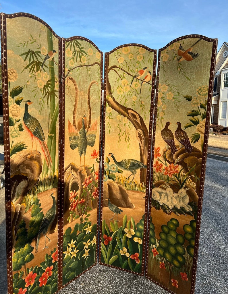 Vintage Large Screen With Bird Details - Etsy