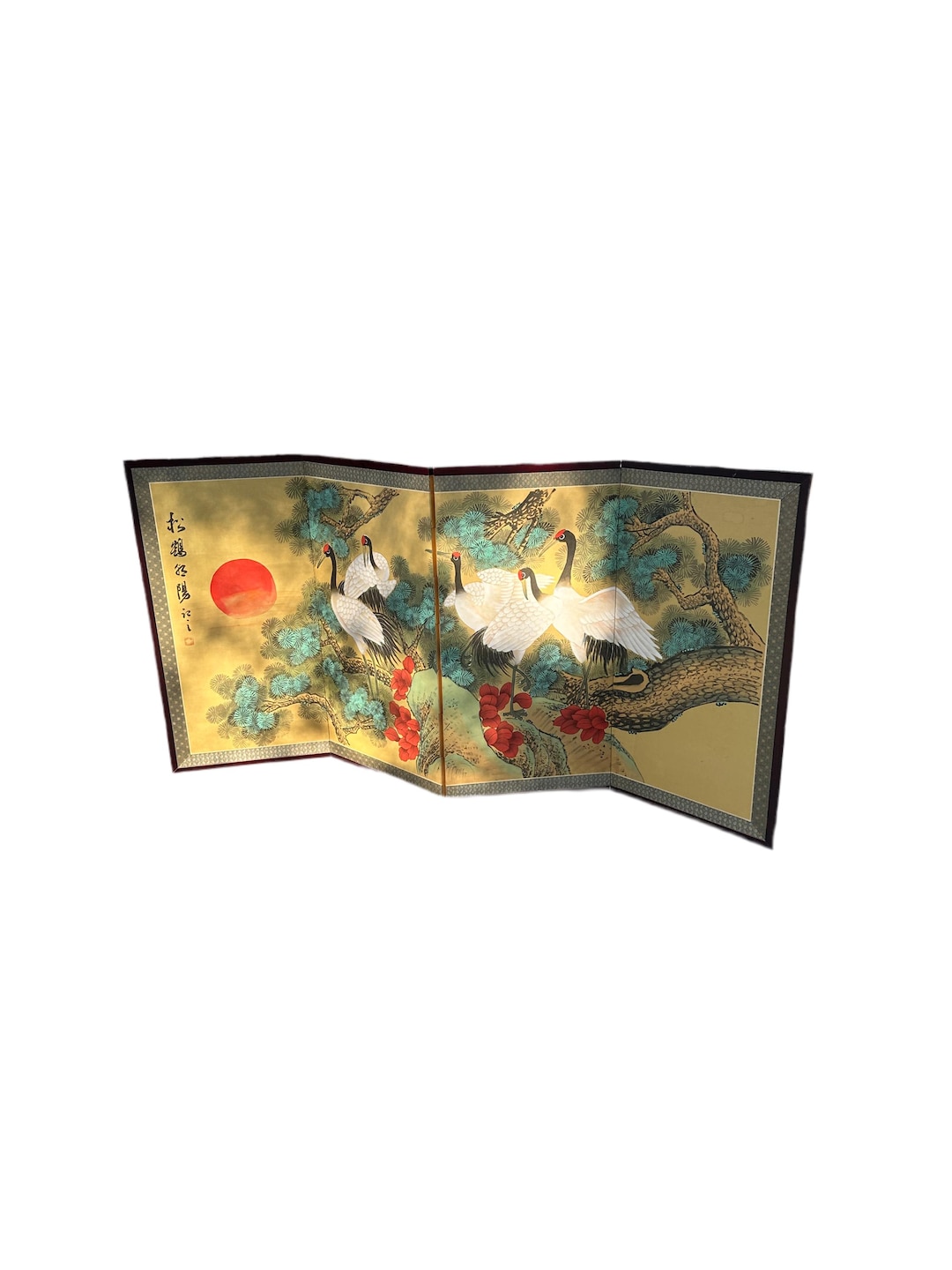 Lightweight Asian Gold Silk Screen With Painted Birds - Etsy