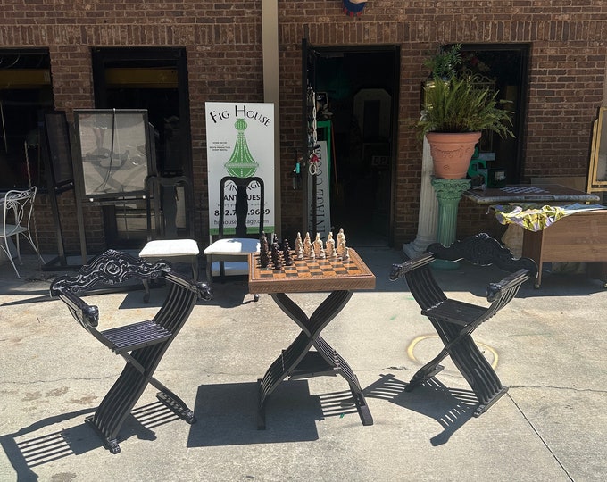 Foldable Table and Chairs Chess Set With Compartment for Pieces - Etsy