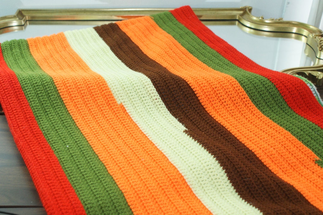 Handmade Neon Striped Afghan FREE SHIPPING - Etsy