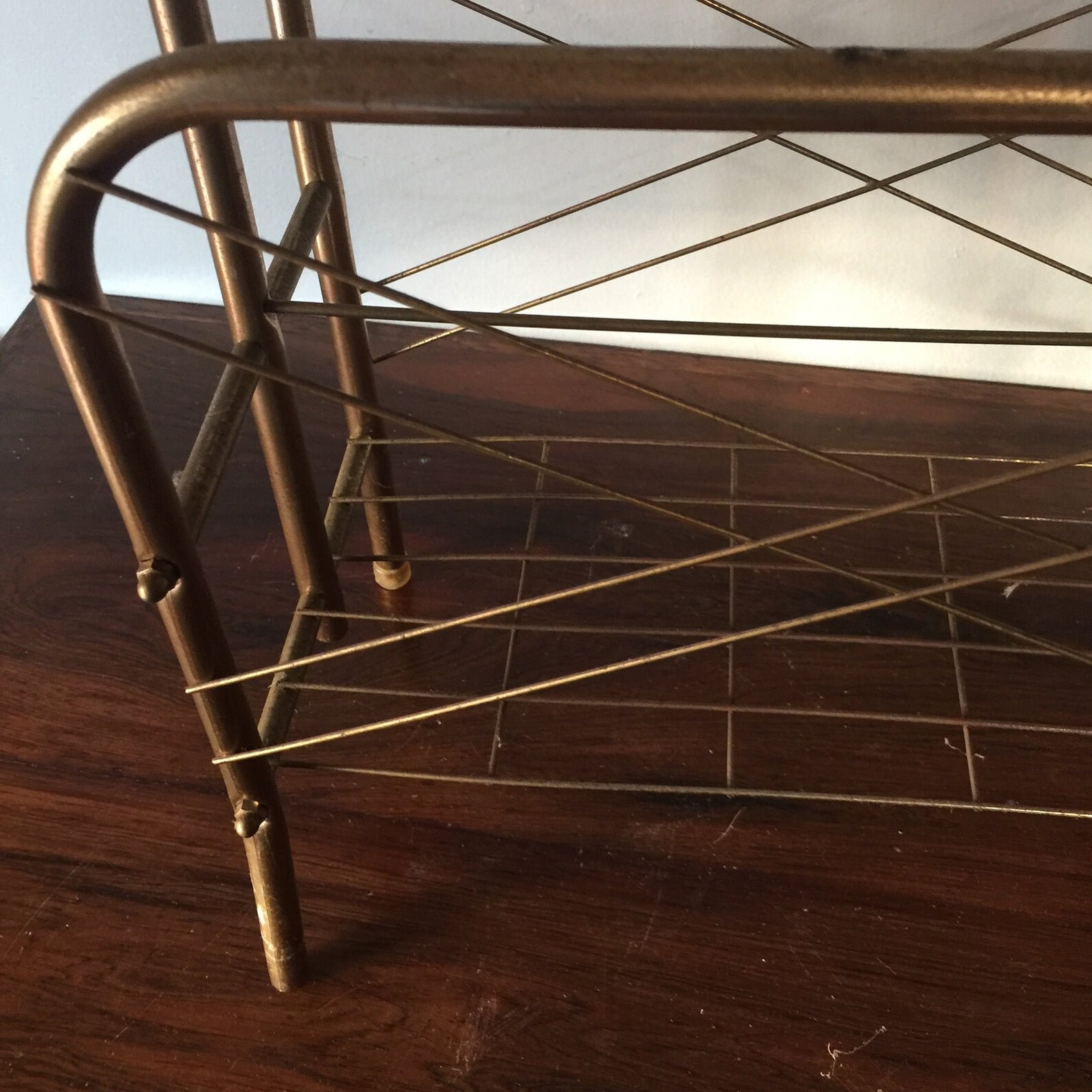 Mid Century Style Gilded Metal Round Magazine Rack - Etsy