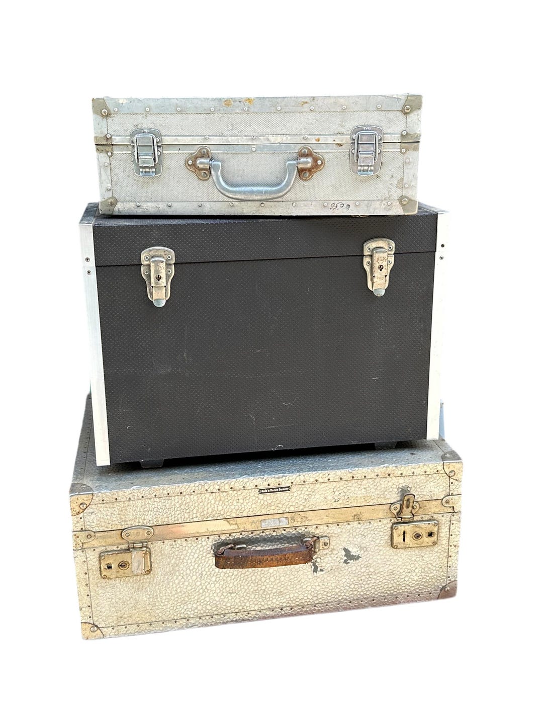 Vintage Trio of Stackable Industrial Box Suitcases - Etsy