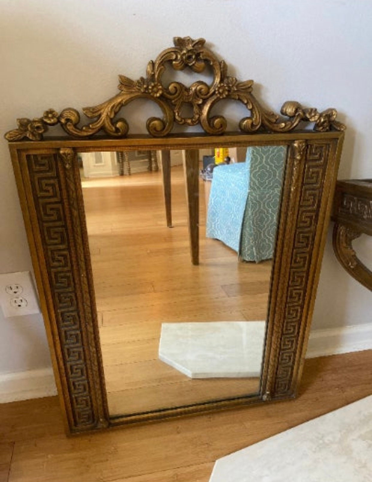 1980s Greek Key Console Demilune With Marble Top and Matching - Etsy