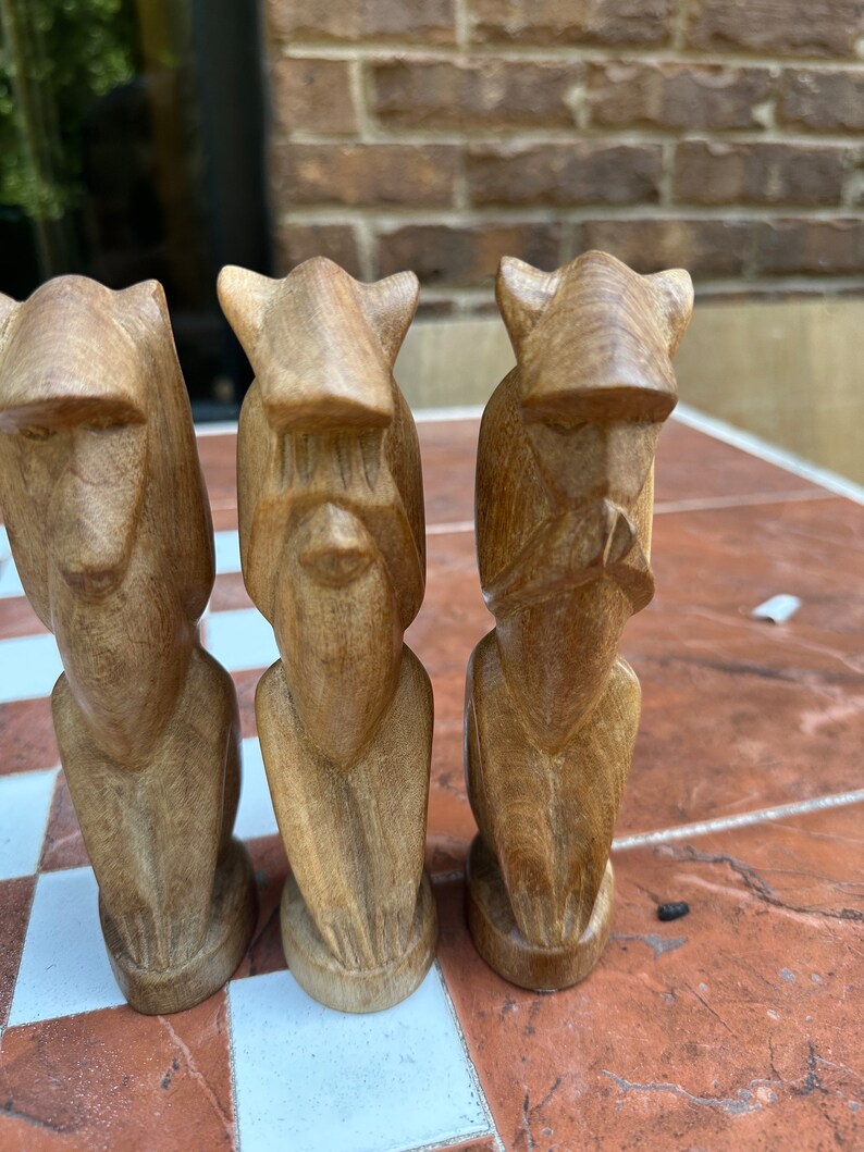 Wooden "hear No Evil, See No Evil, Speak No Evil" Monkey Trio - Etsy