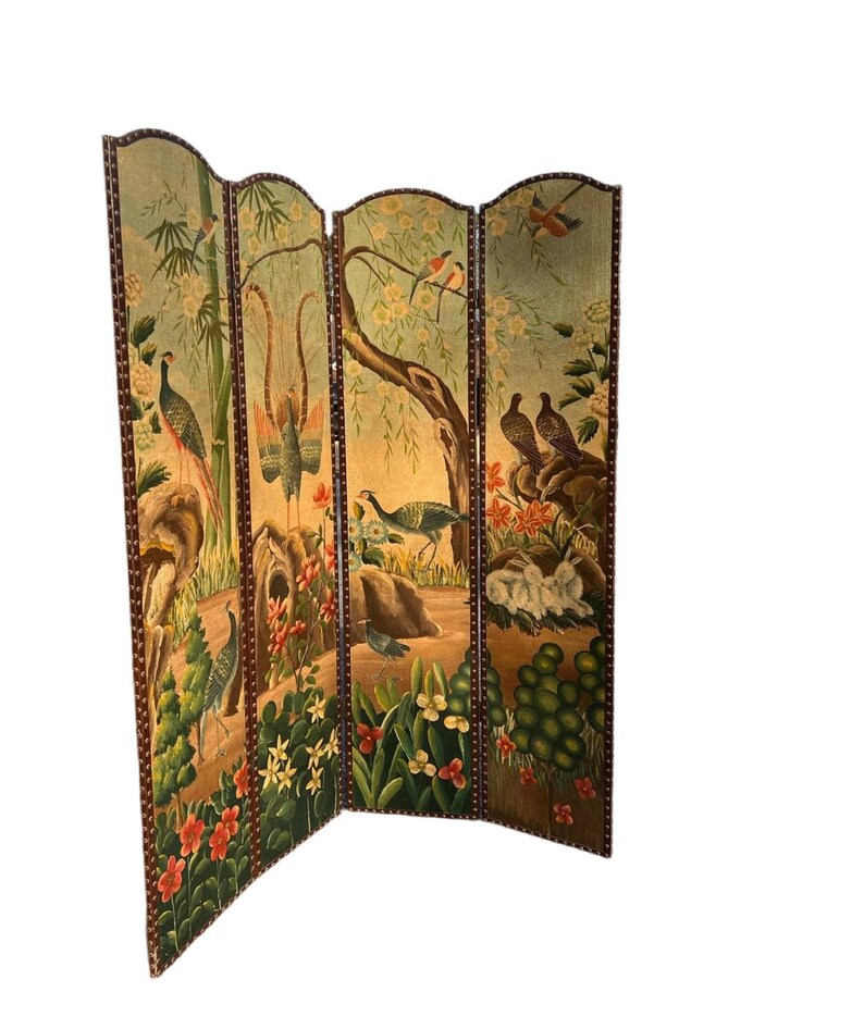 Vintage Large Screen With Bird Details - Etsy