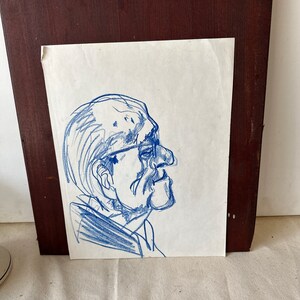 Pair of Blue Color Pencil Drawings of Elderly Couple - Etsy