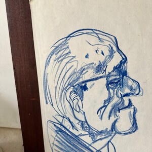 Pair of Blue Color Pencil Drawings of Elderly Couple - Etsy