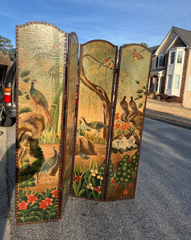 Vintage Large Screen With Bird Details - Etsy