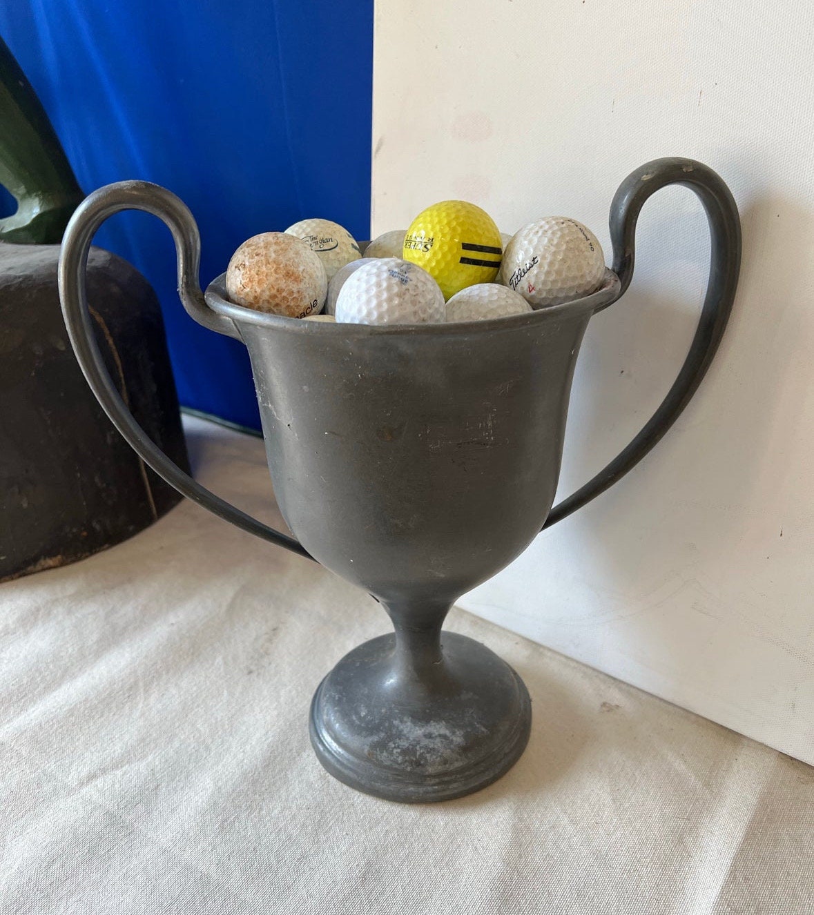 Large Silver Trophy With Golf Ball Collection - Etsy
