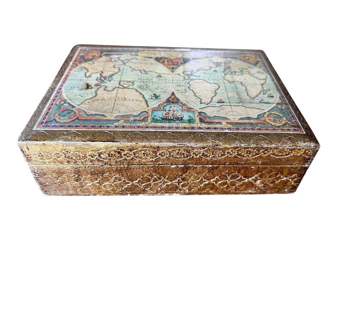 Florentine World Maps Trinket Box - Etsy