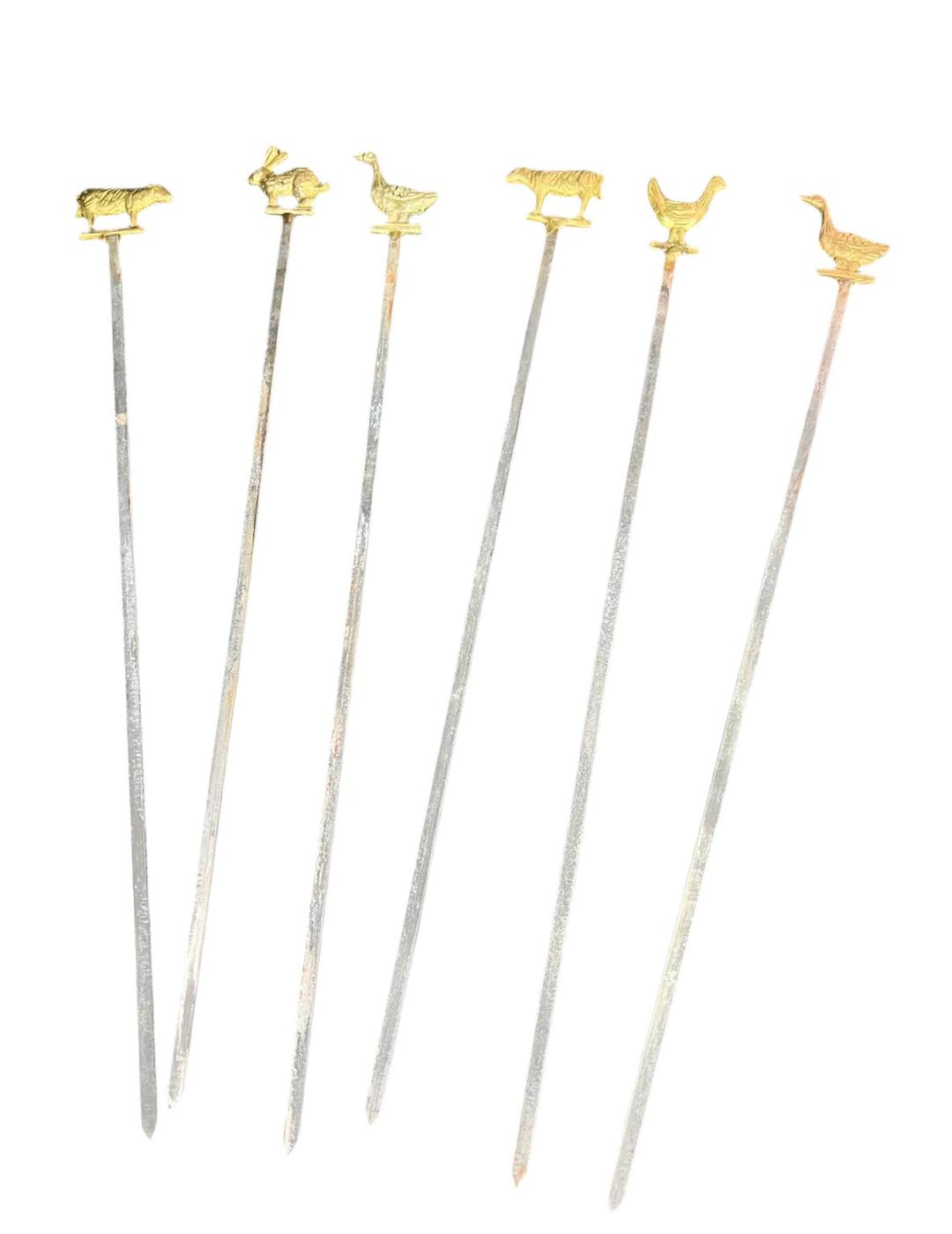 Solid Brass Barnyard Animal Skewers- Set of 6 - Etsy