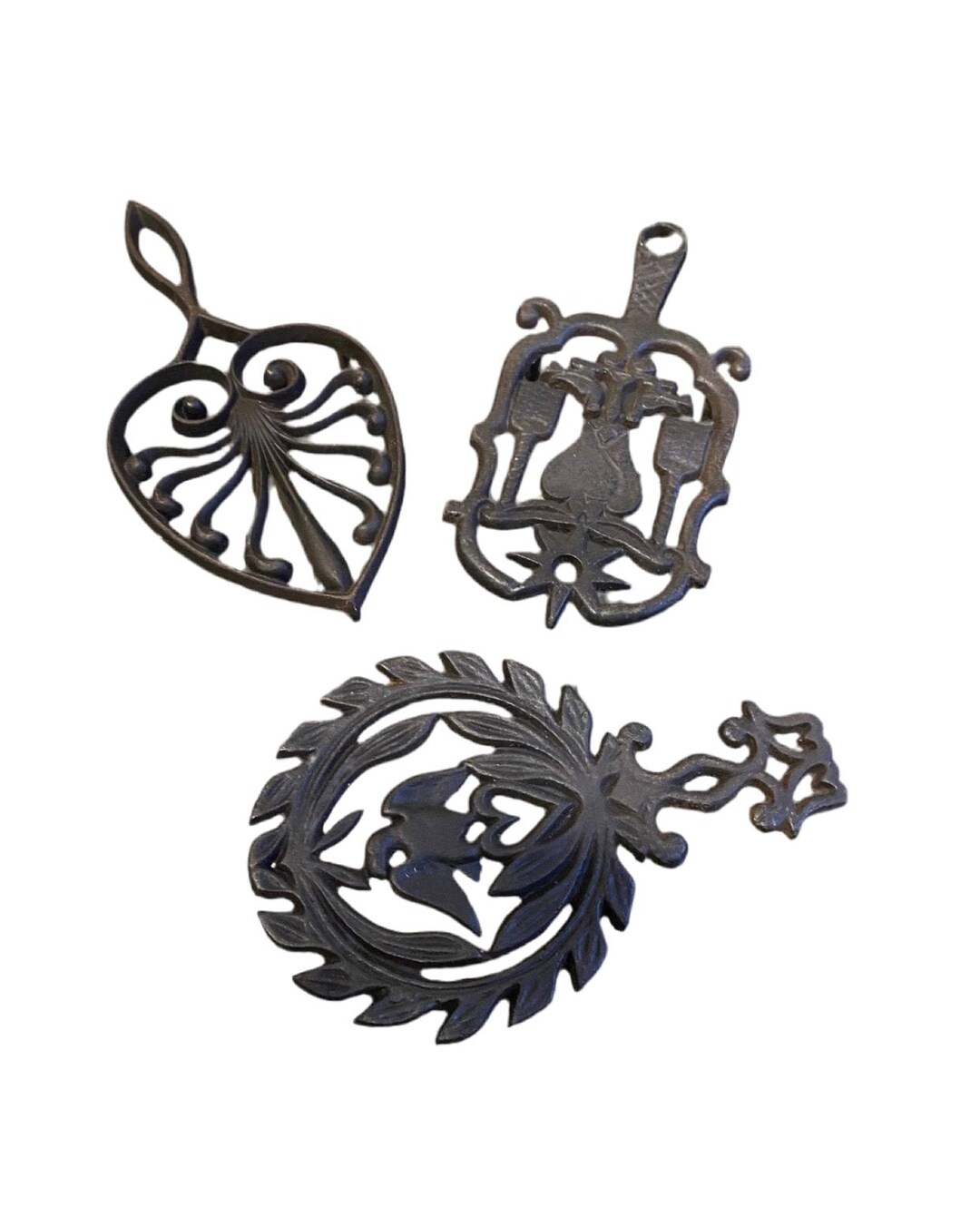1970s Set of Cast Iron Trivets With Different Designs - Etsy