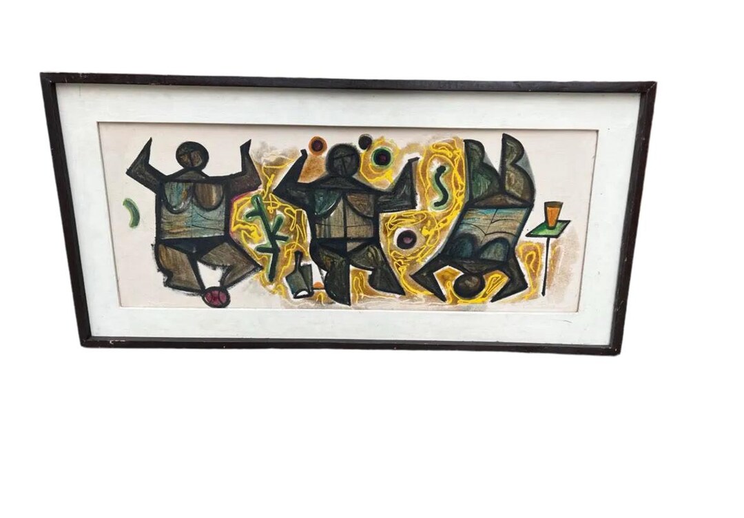 Leon Dusso Figurative African Style Painting in Frame - Etsy