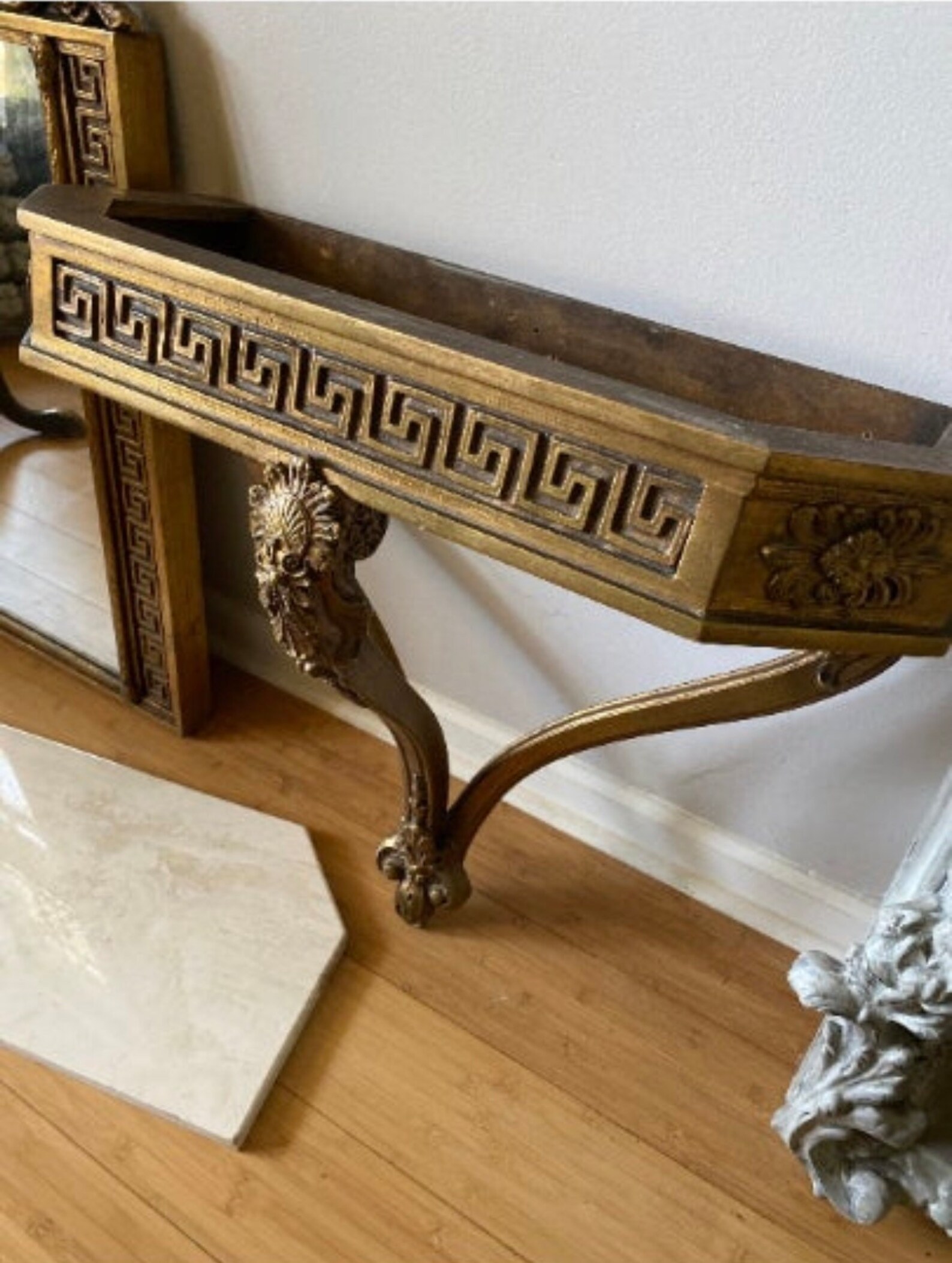 1980s Greek Key Console Demilune With Marble Top and Matching - Etsy