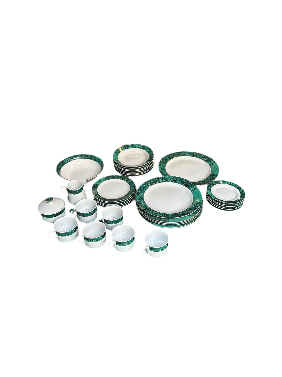 Malachite Dinnerware Collection With Gold Lining - Etsy