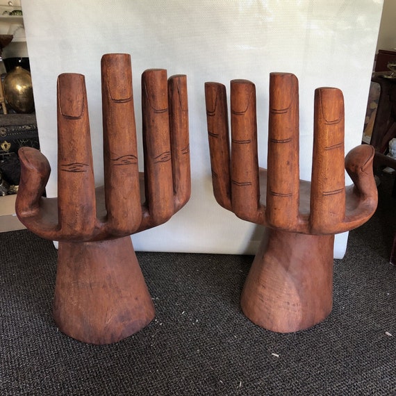 Pair of Wooden Pedro Friedeberg Style Hand Chairs. Fig House Vintage. Palmistry Chair Etsy Finland