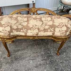 French Caned Petite Bench With Cushion - Etsy