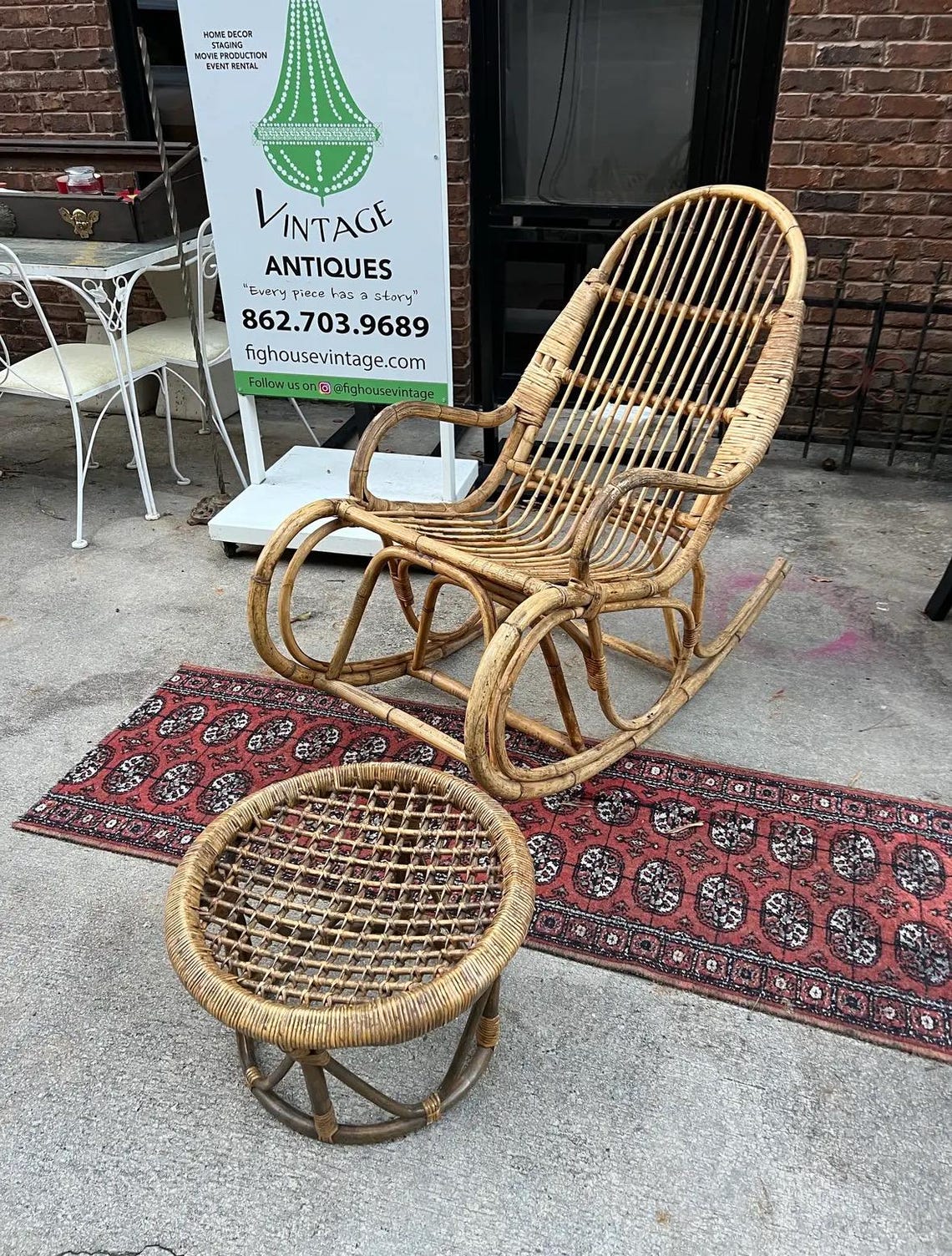 Franco Albini Style Rocking Chair and Matching Stool - Etsy