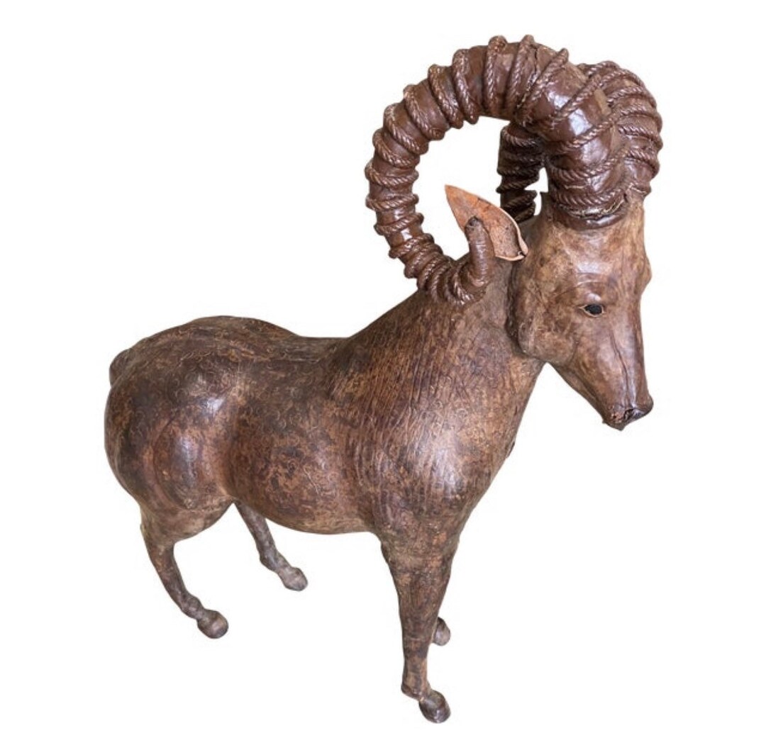 1970s Large Mid Century Leather Wrapped Ram - Etsy