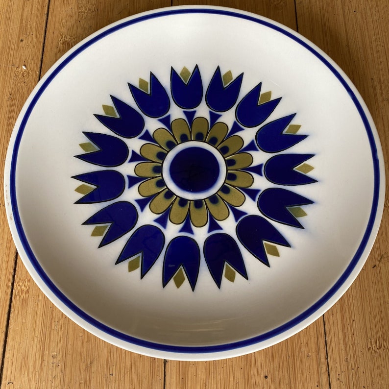 Indigo Blue Mid Century Plate FREE SHIPPING | Etsy