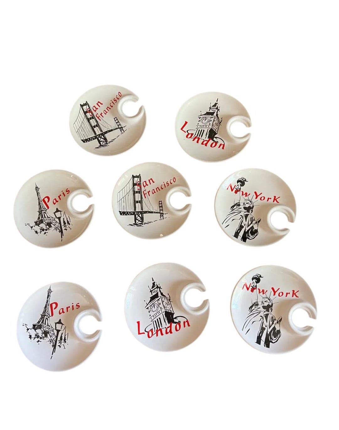 Collection of City Ceramic Plates- Set of 8 - Etsy
