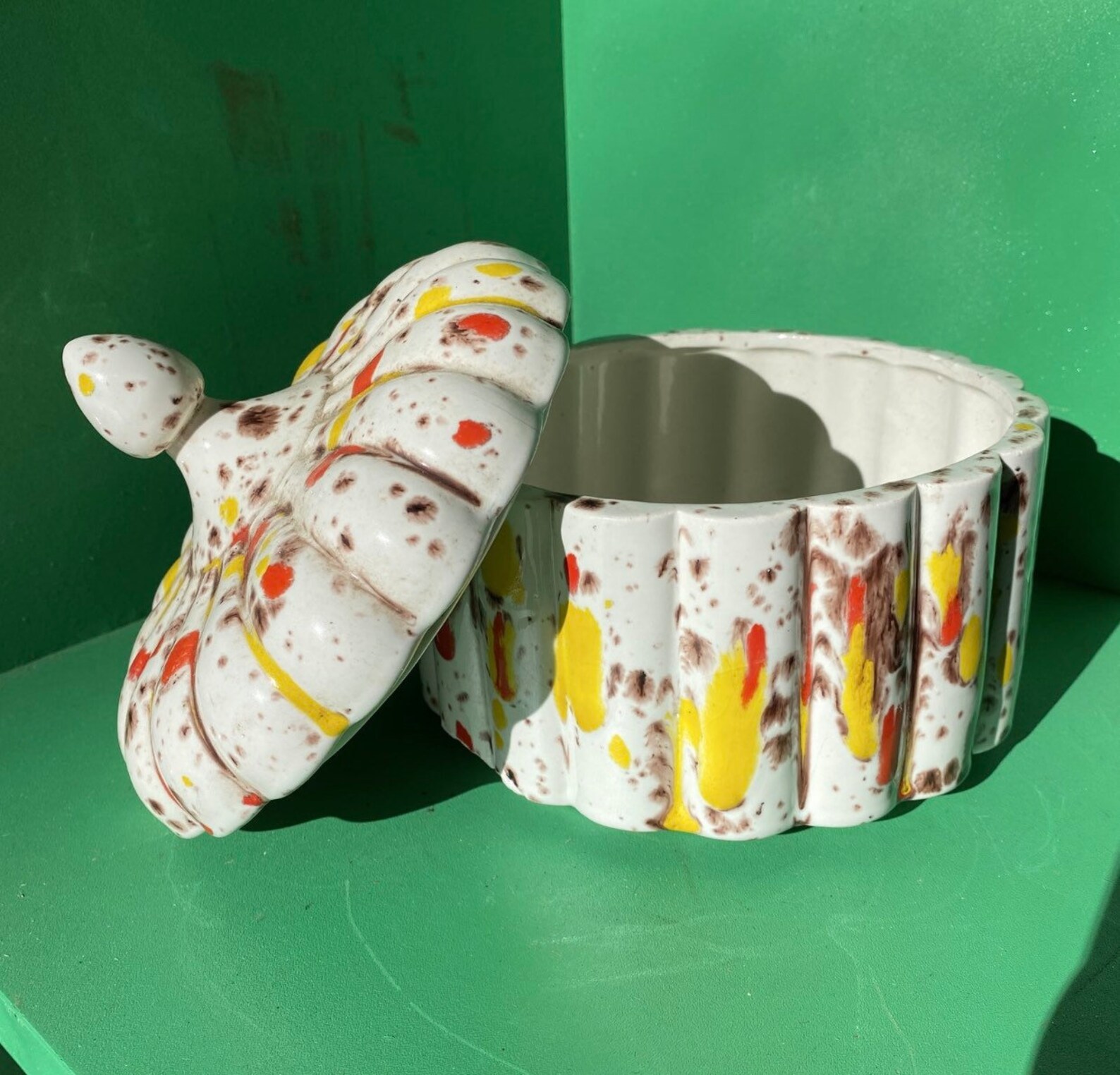 1970s Mid-century Modern Ceramic Splatter Pottery With Lid - Etsy